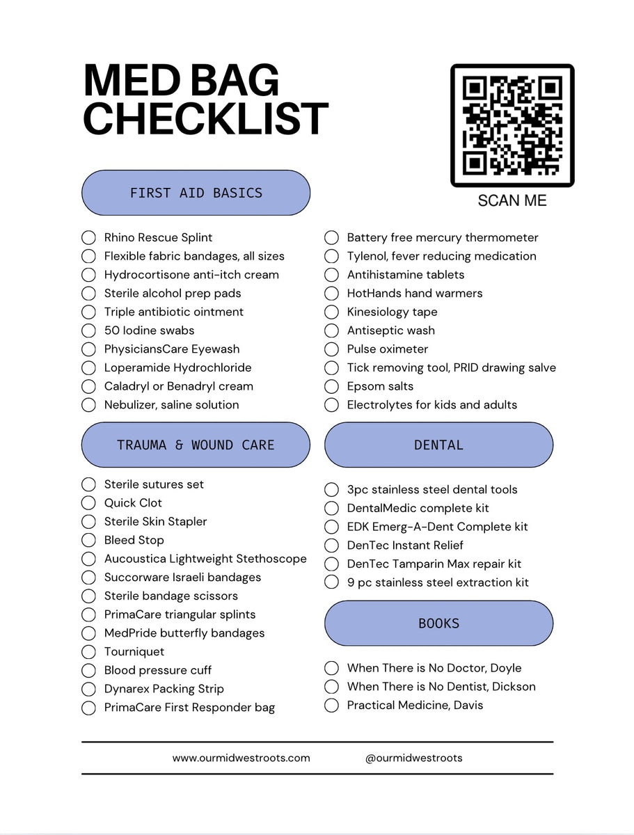 Med Bag Checklist – Our Midwest Roots